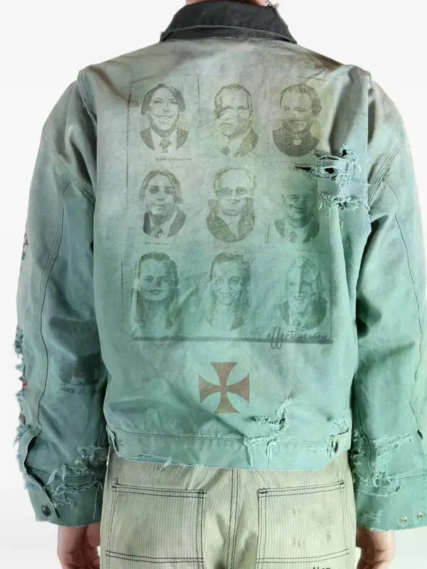 SAITOS Distressed Graphic-print Work Jacket