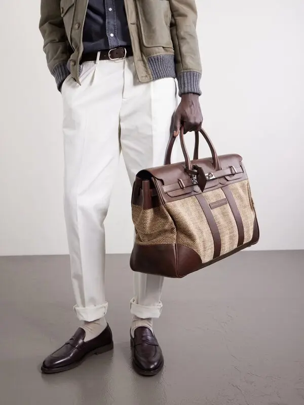 Brunello Cucinelli Canvas And Leather Weekend Bag