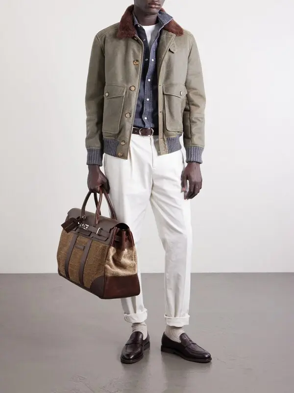 Brunello Cucinelli Canvas And Leather Weekend Bag