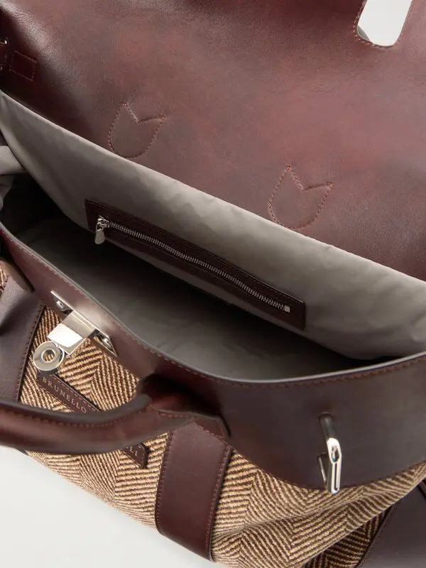Brunello Cucinelli Canvas And Leather Weekend Bag