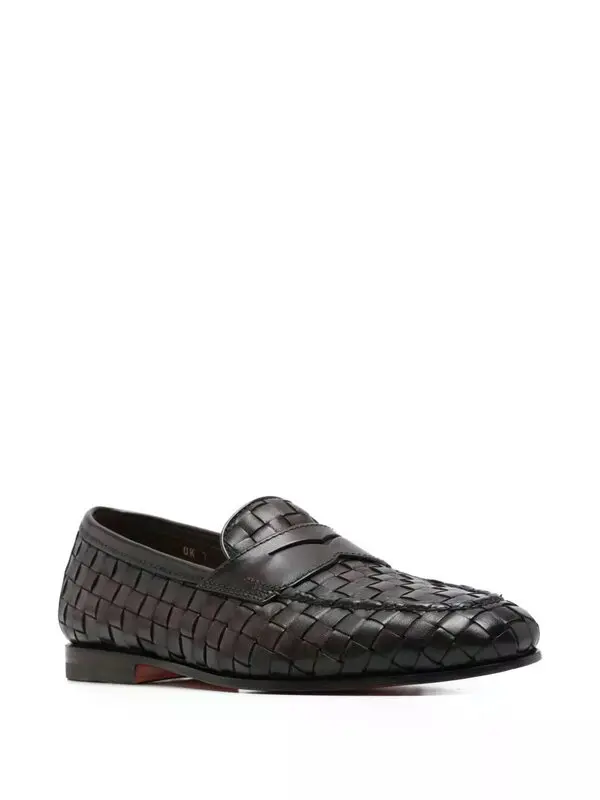 Santoni Woven Leather Loafers