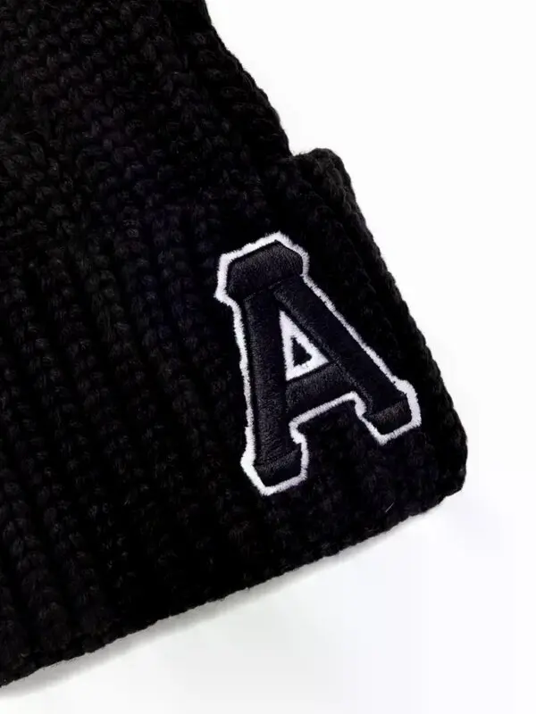 AAPE BY *A BATHING APE Cable-knit Logo Patch Beanie Hat