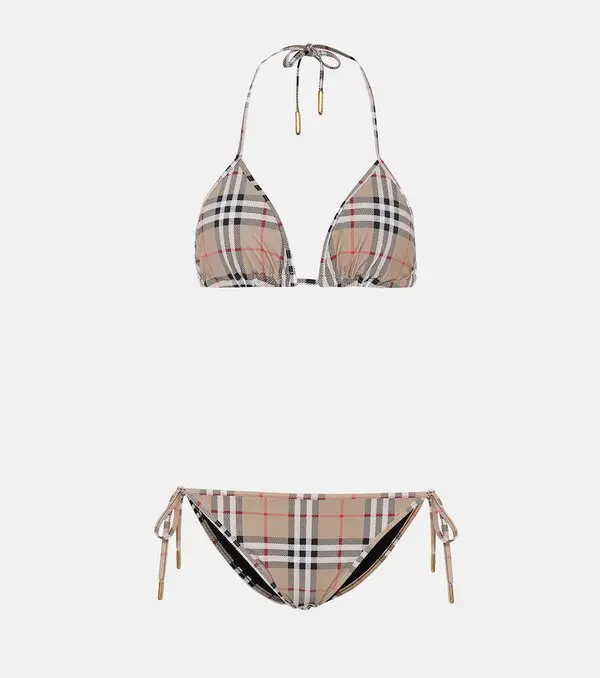 Burberry Checked Triangle Bikini - Beige