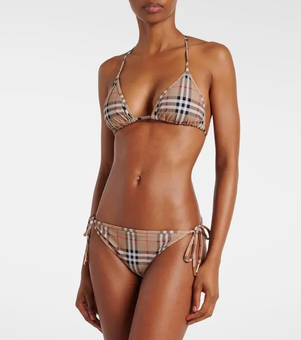 Burberry Checked Triangle Bikini - Beige