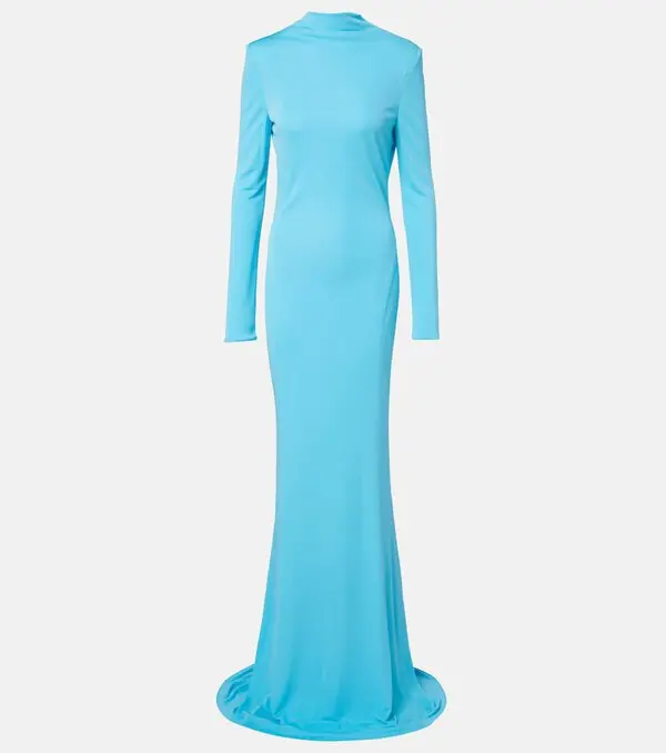 TOM FORD Open-back Crêpe Jersey Gown - Blue