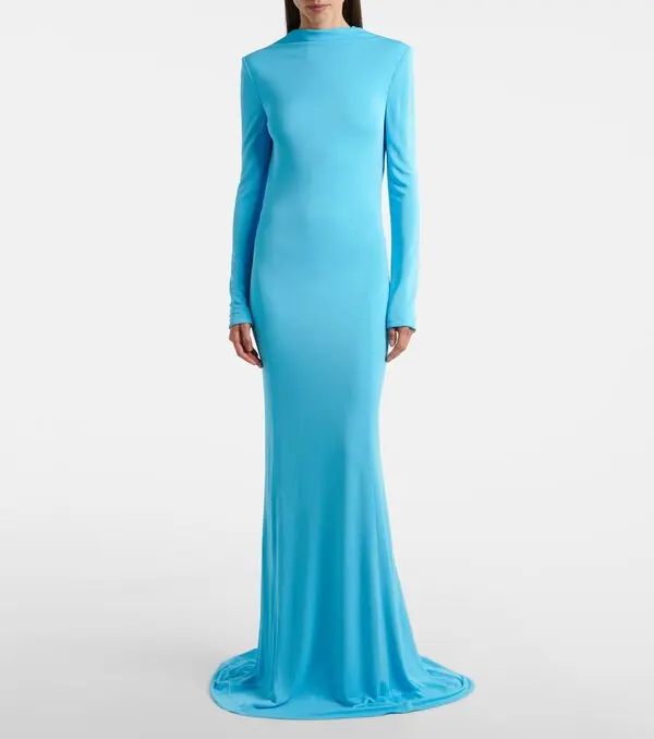 TOM FORD Open-back Crêpe Jersey Gown - Blue