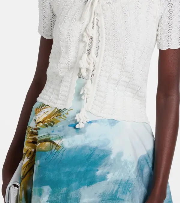 Oscar De La Renta Pointelle Cotton And Silk Cardigan - White