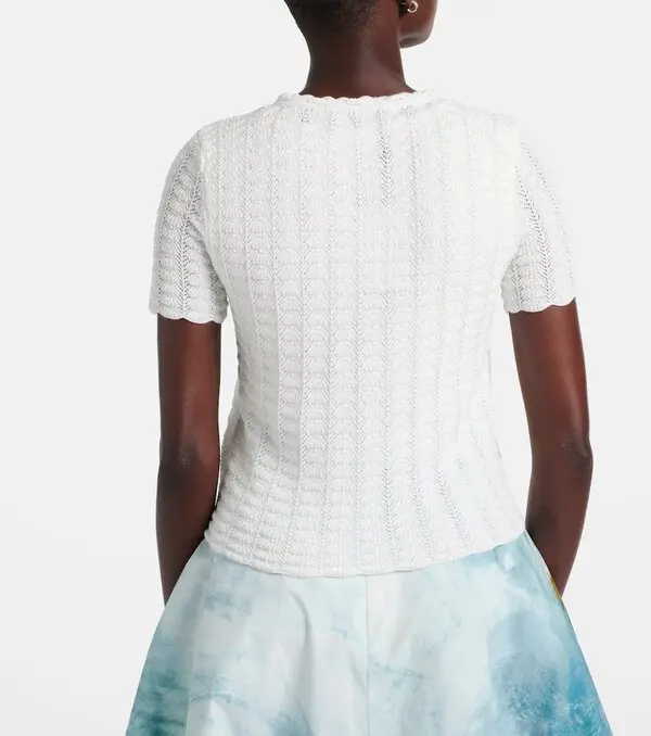 Oscar De La Renta Pointelle Cotton And Silk Cardigan - White