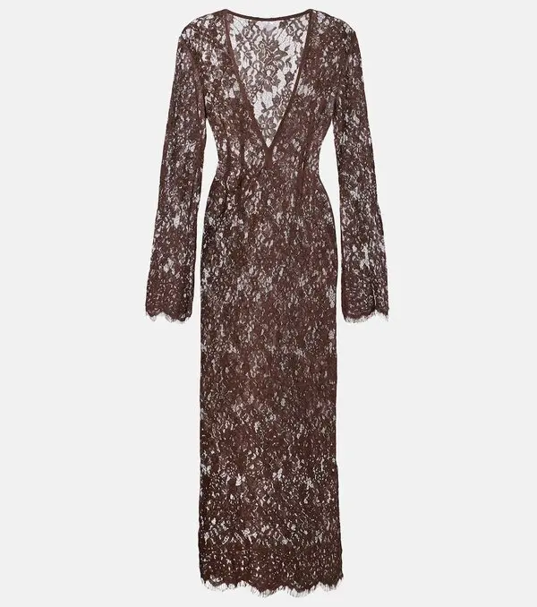 BANANHOT Millie Cotton And Silk Lace Maxi Dress - Brown