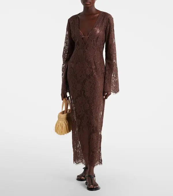 BANANHOT Millie Cotton And Silk Lace Maxi Dress