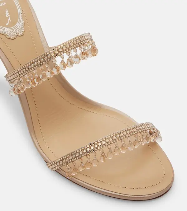 Rene Caovilla Embellished Satin Mules