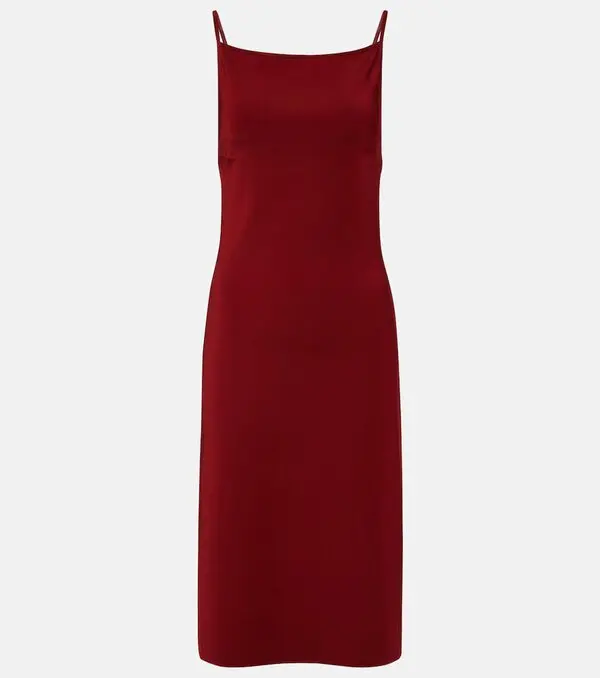 FERRAGAMO Ribbed-knit Jersey Midi Dress - Red