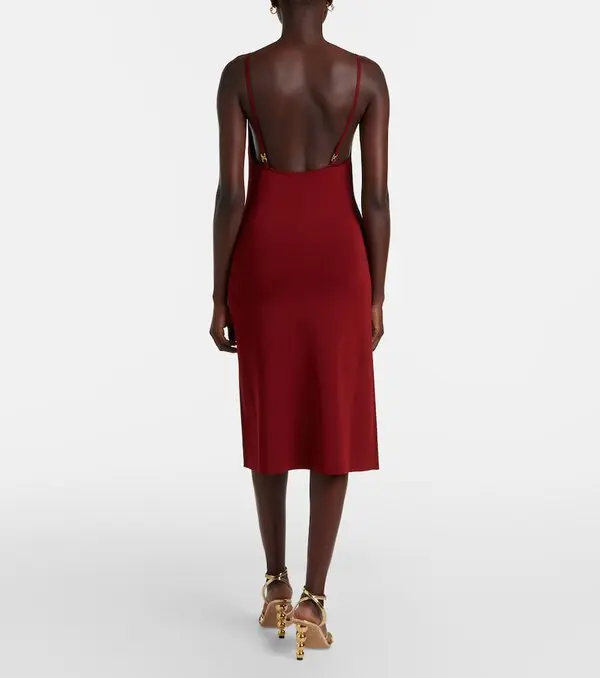 FERRAGAMO Ribbed-knit Jersey Midi Dress - Red