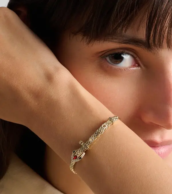 Yvonne Léon Python Mini 9kt Bracelet With Diamonds And Enamel