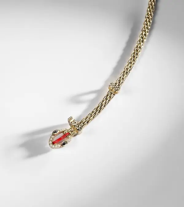 Yvonne Léon Python Mini 9kt Bracelet With Diamonds And Enamel