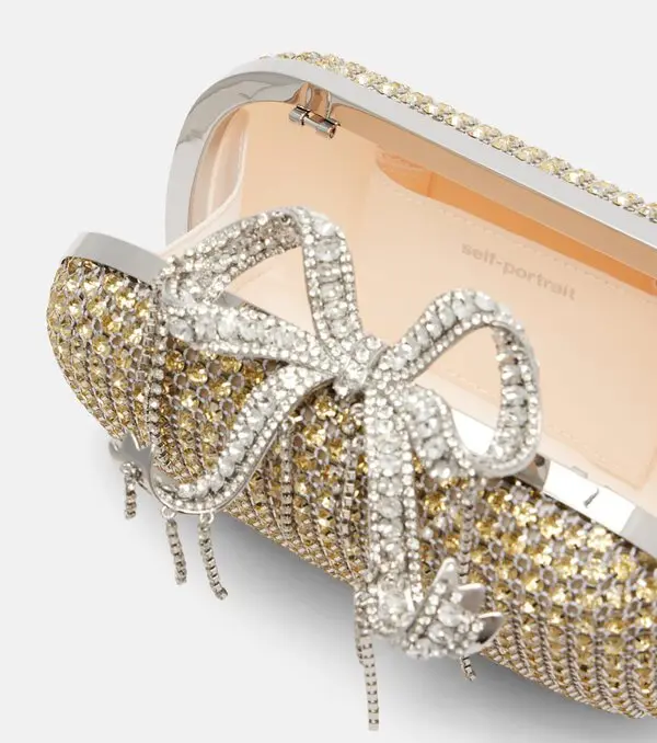 SELF-PORTRAIT Crystal-embellished Box Clutch