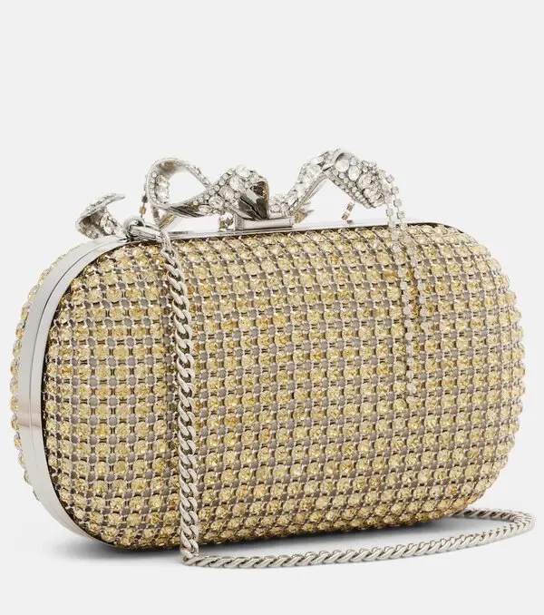 SELF-PORTRAIT Crystal-embellished Box Clutch