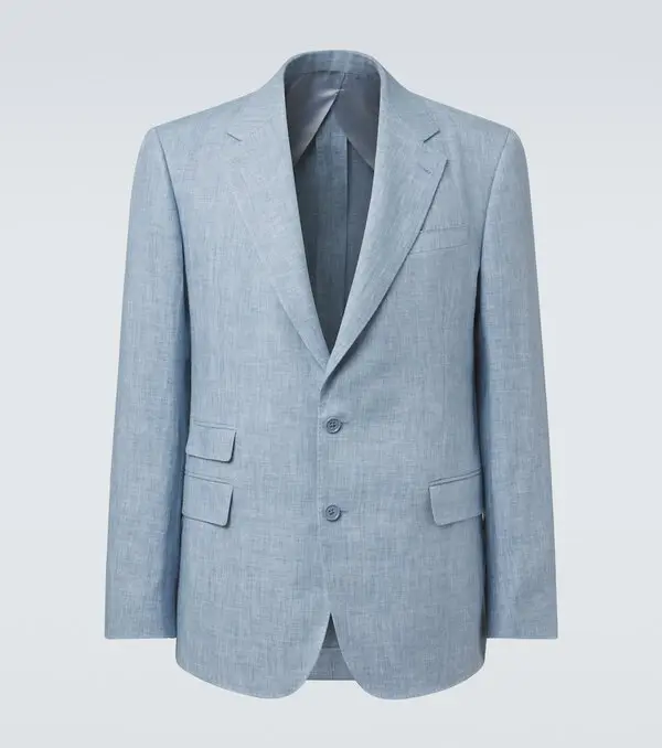 Ralph Lauren Purple Label Glen Linen-blend Blazer - Blue