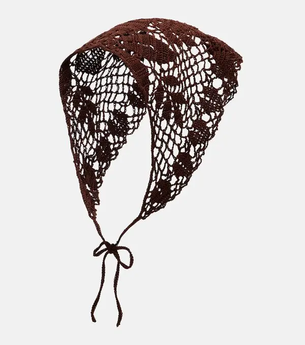Magda Butrym Crochet Cotton Headwrap - Brown