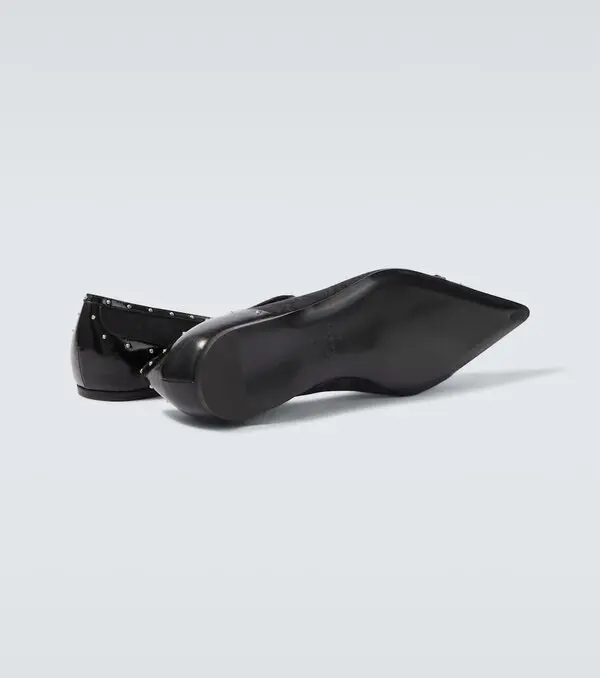 Gucci Horsebit Gg Canvas Studded Flats