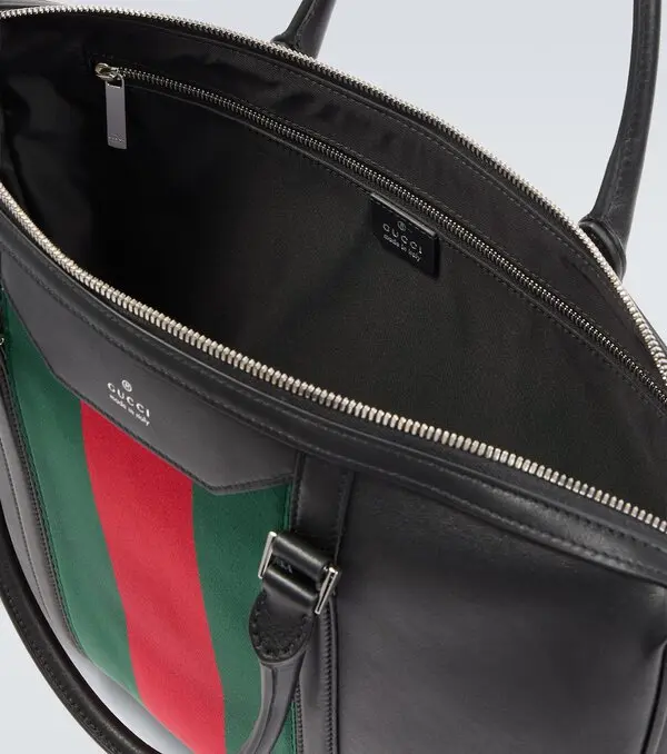 Gucci Leather Briefcase With Stripe Detail