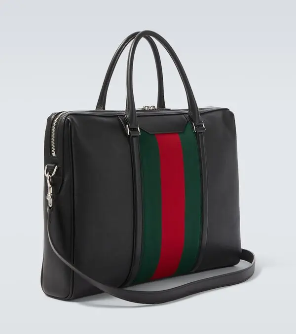 Gucci Leather Briefcase With Stripe Detail