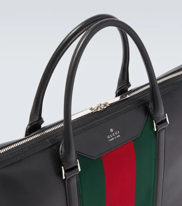 Gucci Leather Briefcase With Stripe Detail