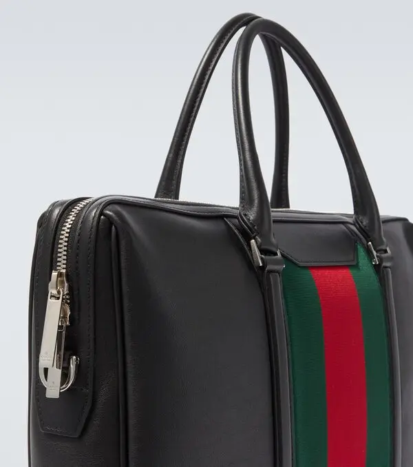 Gucci Leather Briefcase With Stripe Detail