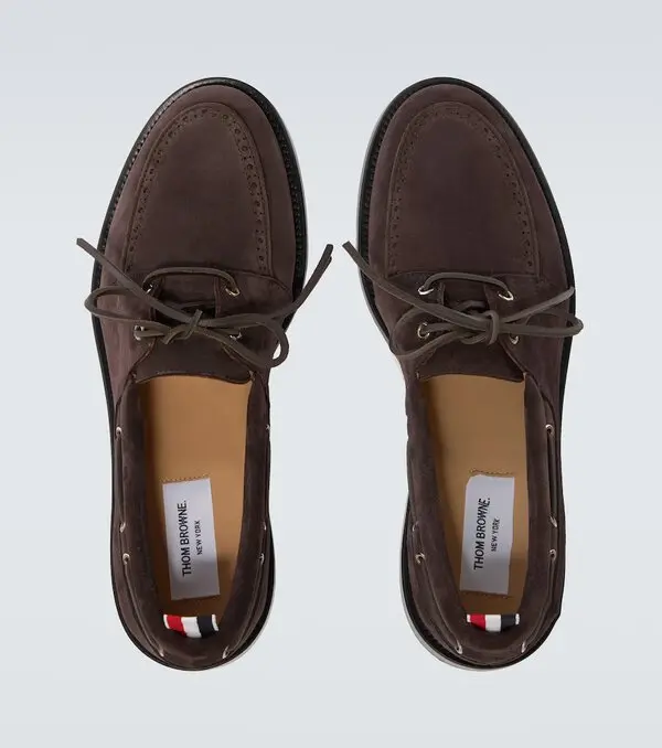Thom Browne Suede Boat Shoes - Brown