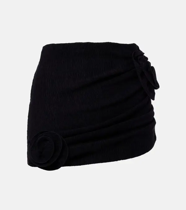 Magda Butrym Floral-appliqué Crêpe Miniskirt - Black