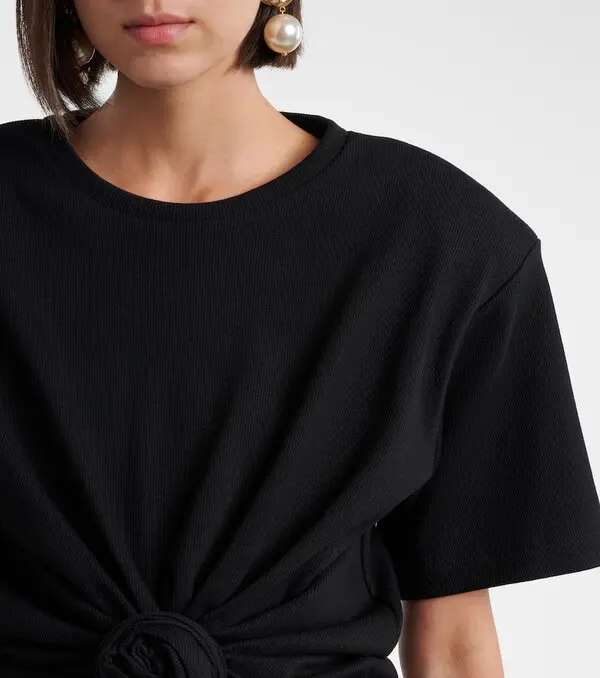 Magda Butrym Cropped Cotton-blend T-shirt - Black