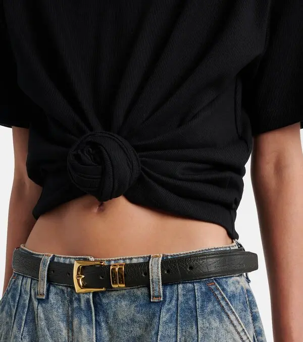 Magda Butrym Cropped Cotton-blend T-shirt - Black
