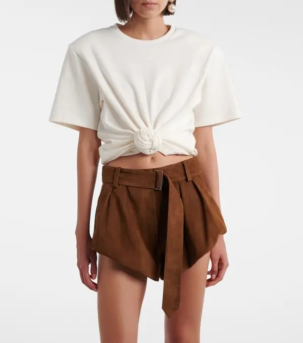 Magda Butrym Cropped Cotton-blend T-shirt - White