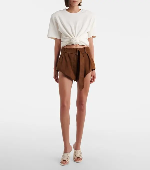Magda Butrym Cropped Cotton-blend T-shirt - White