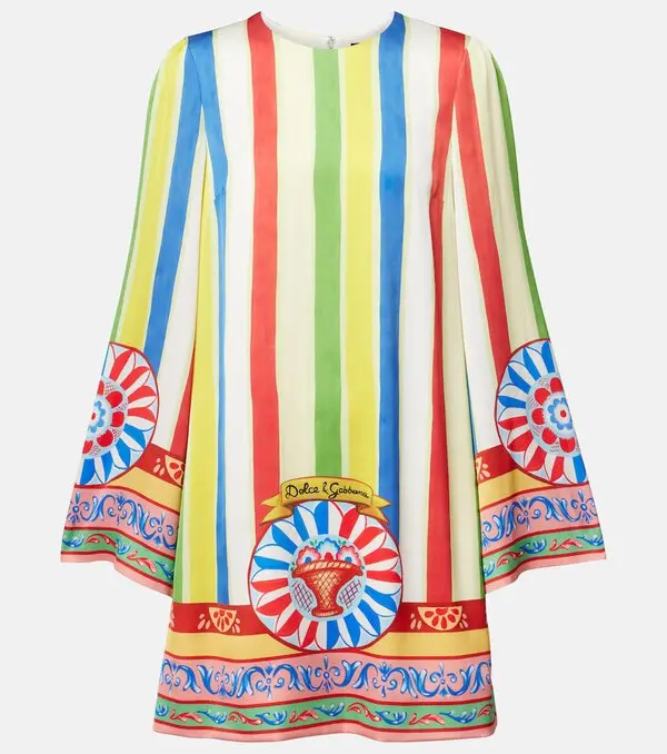 Dolce & Gabbana Printed Silk-blend Mini Dress - Multicoloured