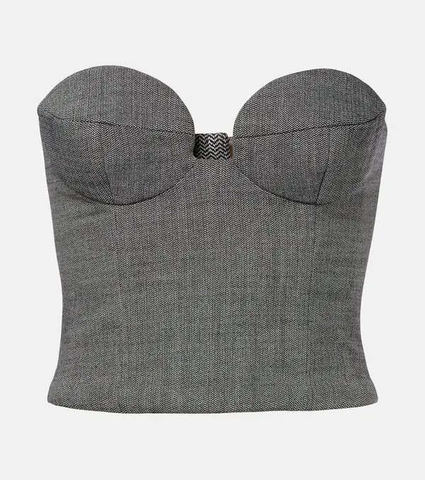 Magda Butrym Herringbone Wool-blend Bustier Top - Grey