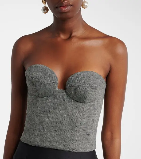 Magda Butrym Herringbone Wool-blend Bustier Top