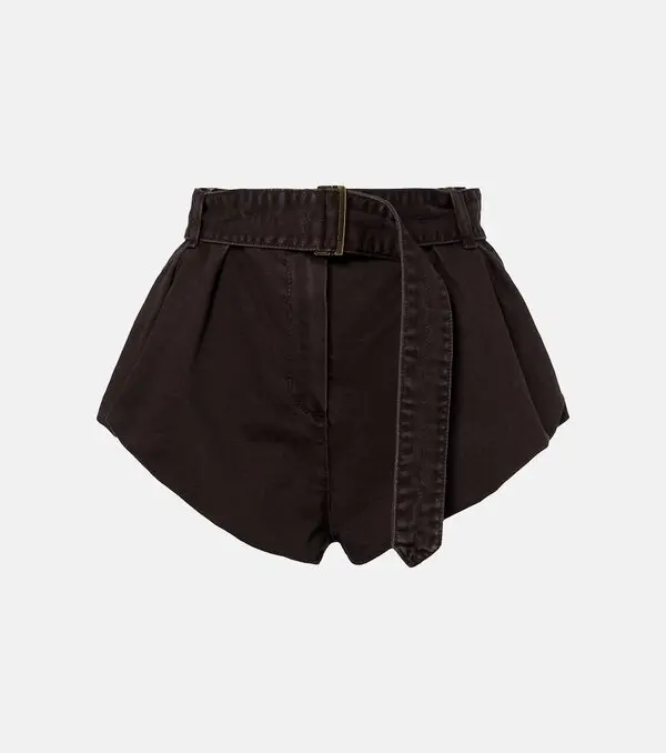 Magda Butrym Belted Cotton Canvas Shorts - Brown