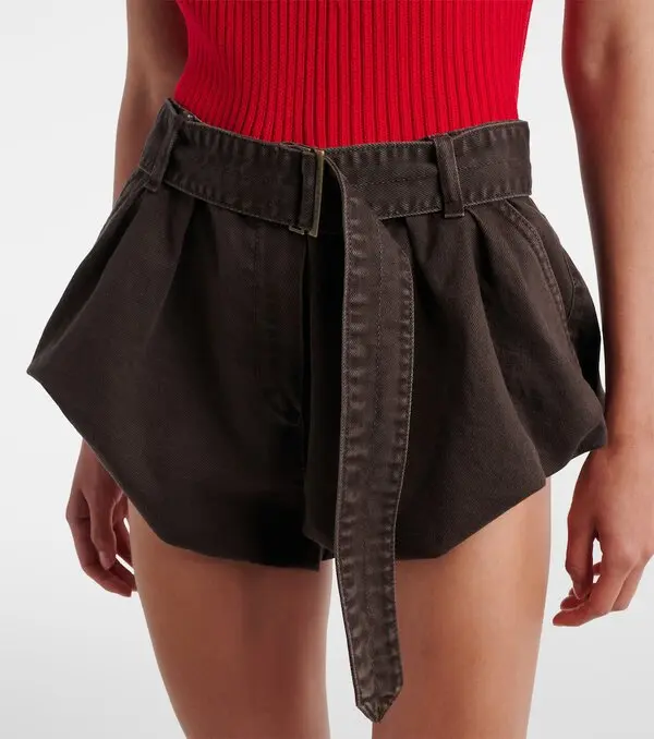 Magda Butrym Belted Cotton Canvas Shorts