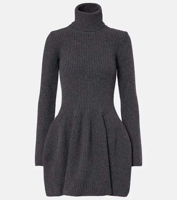 Magda Butrym Ribbed-knit Cashmere Minidress - Grey