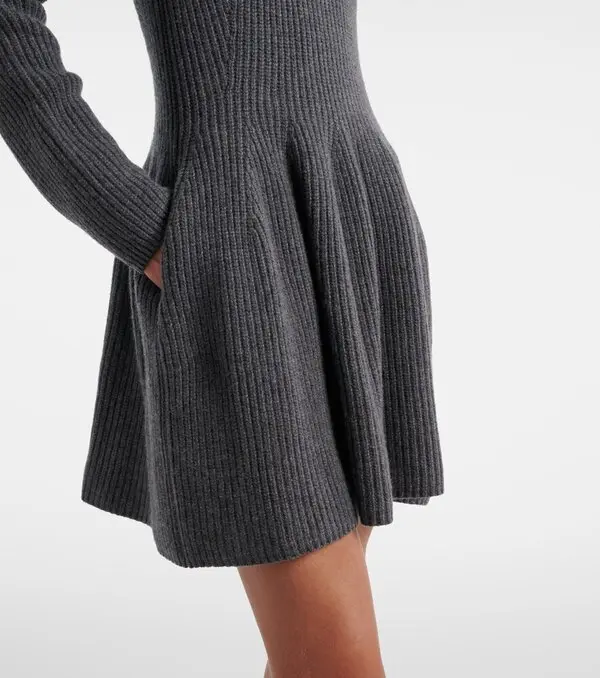 Magda Butrym Ribbed-knit Cashmere Mini Dress - Grey