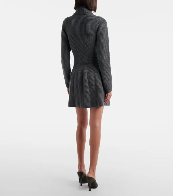 Magda Butrym Ribbed-knit Cashmere Mini Dress - Grey