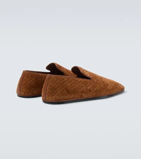 Bottega Veneta Palazzo Intrecciato Suede Slip-on Shoes