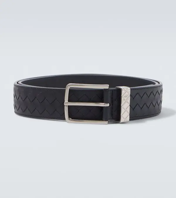 Bottega Veneta Intrecciato Leather Belt - Blue