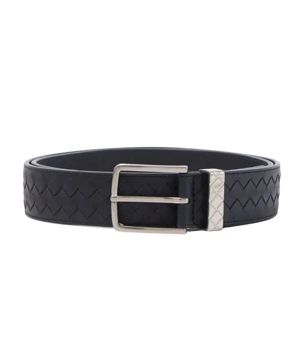 Bottega Veneta Intreccio Loop Leather Belt - Blue