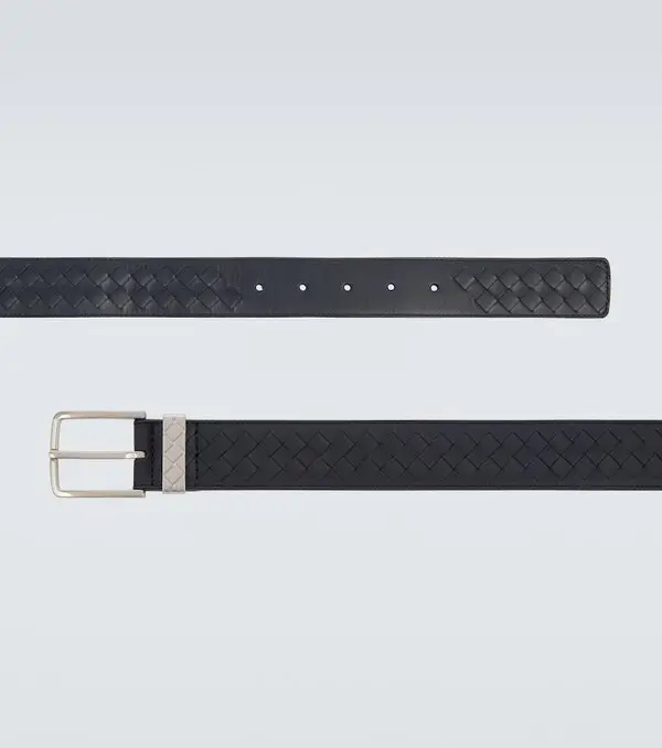 Bottega Veneta Intreccio Loop Leather Belt - Blue