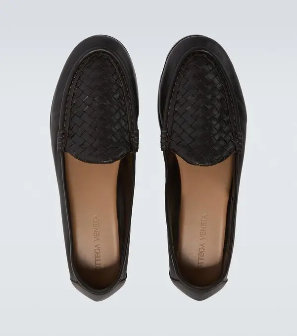 Bottega Veneta Silenzio Intrecciato Leather Loafers - Brown