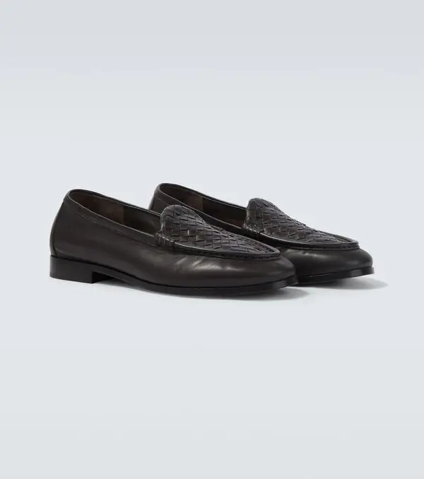 Bottega Veneta Silenzio Intrecciato Leather Loafers - Brown