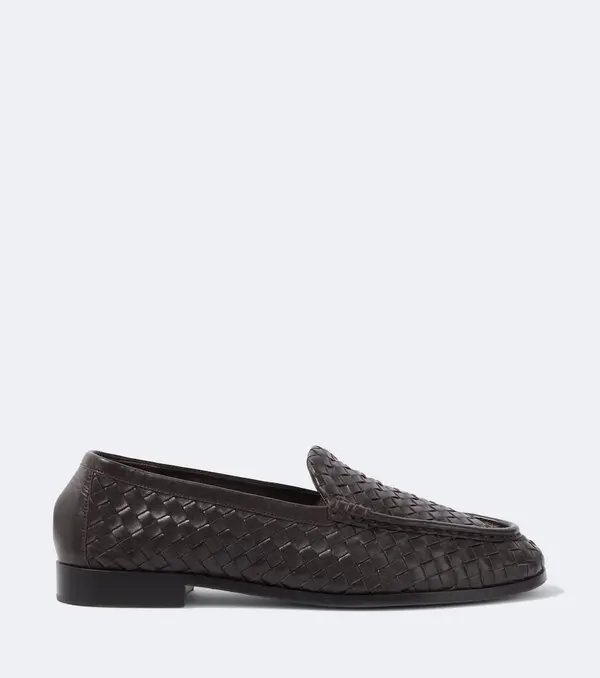Bottega Veneta Silenzio Intrecciato Leather Loafers - Brown