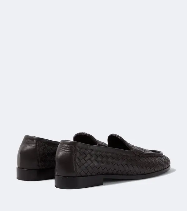Bottega Veneta Silenzio Intrecciato Leather Loafers - Brown